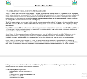 USD STATEMENTS - Mutare City